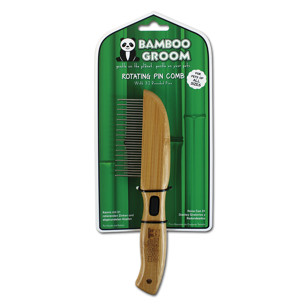 Rotating Pin Comb with 31 Rounded Pins Dog Grooming Brushes Combs Pet Shop Auckland Pet.kiwi Bamboo Groom