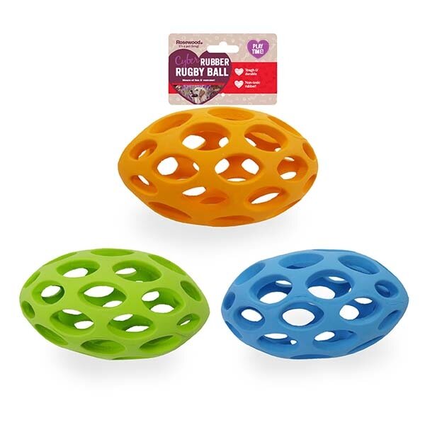 Cyber Rubber Lattice Rugby Ball - Dog-Toys-Chase & Fetch : Pet Shop ...
